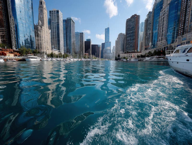 A Bright Daytime View of the Chicago Skyline Stock Image - Image of ...