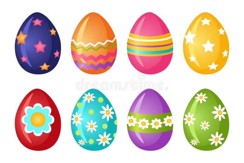 Bright Decorated Easter Eggs. a Set of Eight Eggs Stock Vector ...
