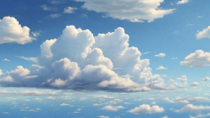 A Bright Deep Blue Sky, with Large, Billowy White Clouds Slowly Passing ...