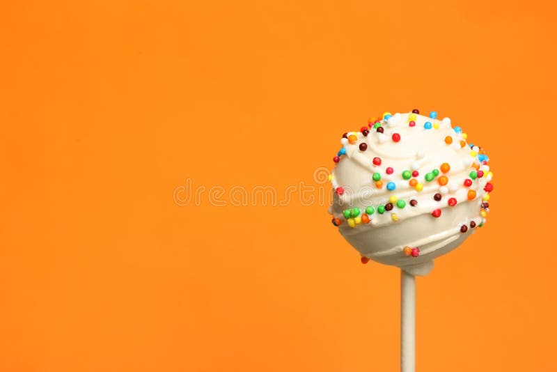 Bright Delicious Cake Pop on Color Background Stock Photo - Image of ...