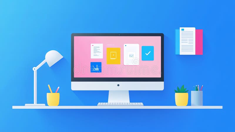 A Bright Desktop Showing a Minimalist Productivity App Interface Stock ...