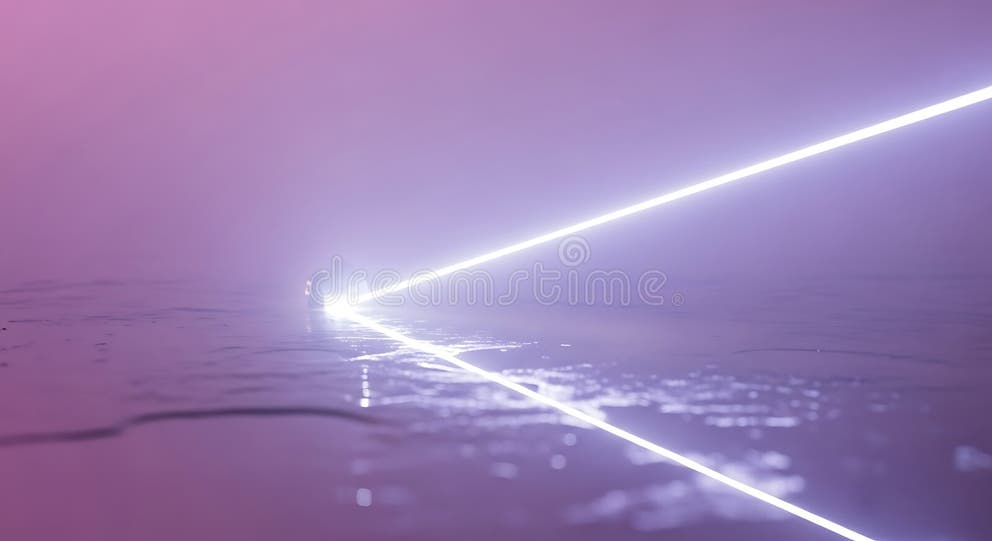 A Bright, Diagonal Beam of White Light Cuts Across a Reflective Surface ...