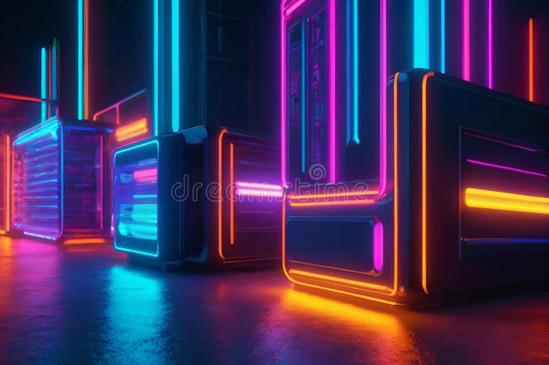 Bright Different Random Lights, Modern Neon Technology Stock ...