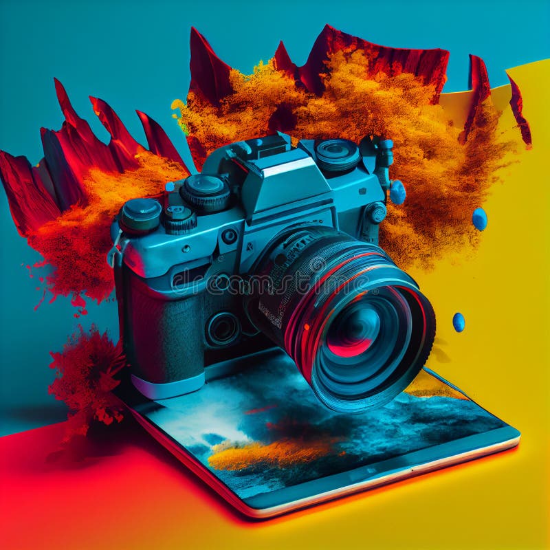 Bright Digital DSLR Camera Illustration Stock Illustration ...