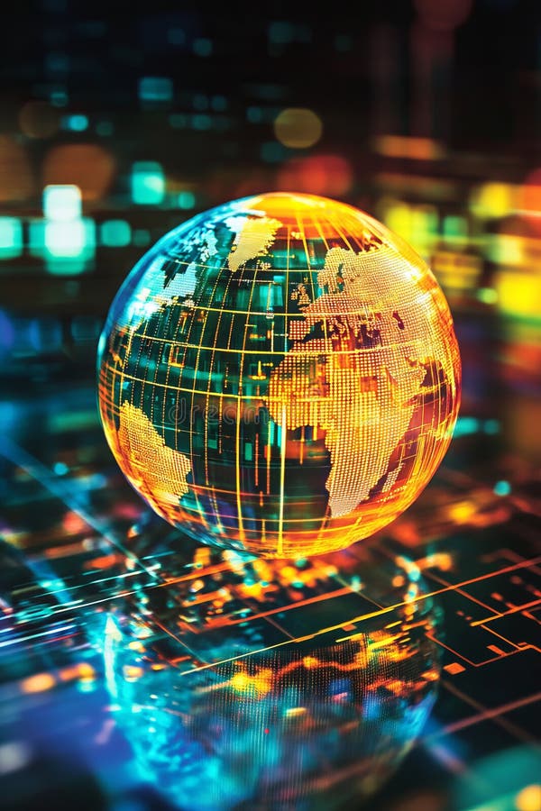 Bright Digital Globe with Data Network and Global Connectivity ...