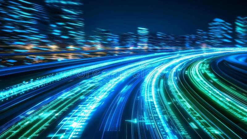 Bright Digital Interface Showcasing Flowing Light Patterns and Data ...