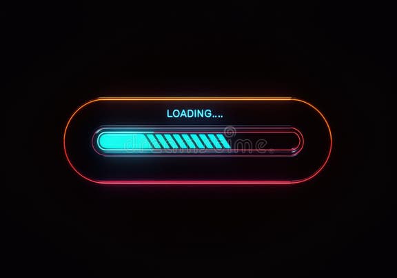 A Bright Digital Loading Bar on a Black Background Stock Illustration ...