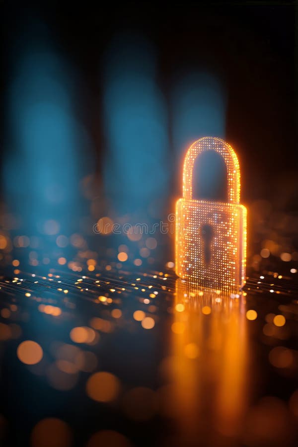 Digital Security Lock Illuminated by Lights on a Dark Background during ...