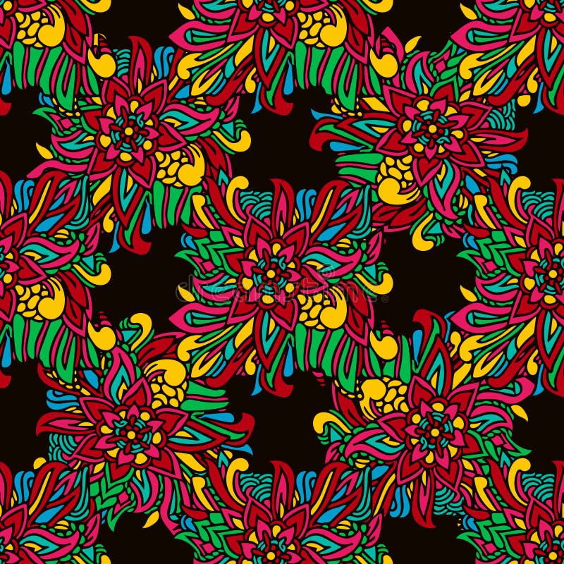 Seamless Pattern with Indian Ethnic Elements Stock Illustration ...