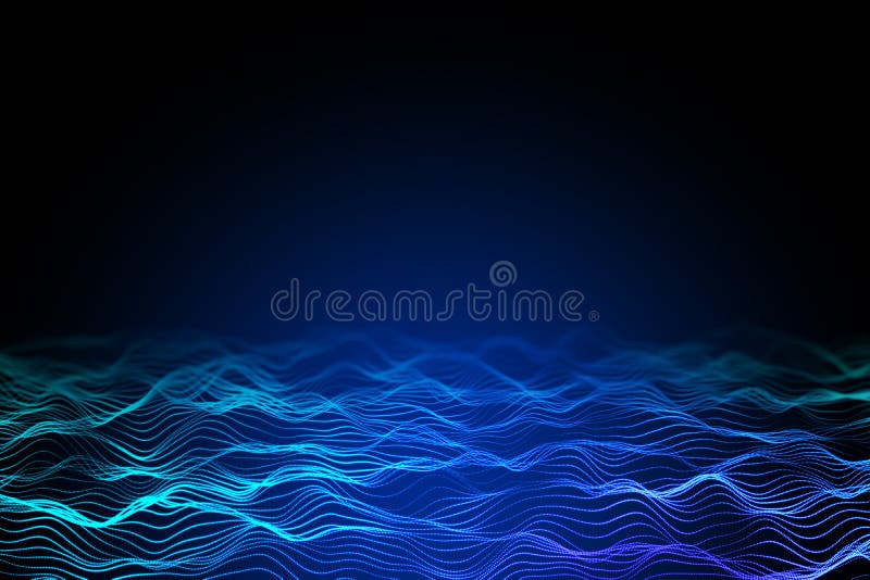 Bright Digital Polygonal Wave on Dark Texture with Mock Up Place ...