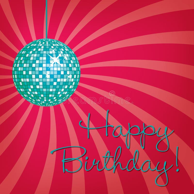 Bright Disco Ball Happy Birthday Card Stock Vector - Illustration of ...