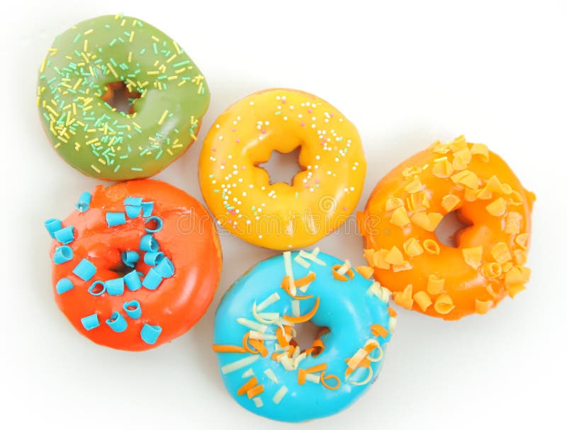 Colorful glazed donuts stock photo. Image of rack, eating - 46112398