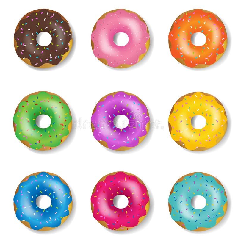 Bright Donuts Big Set Isolated Stock Vector - Illustration of candy ...