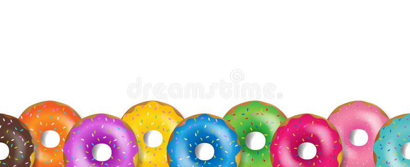 Bright Donuts Border Isolated with White Background Stock Vector ...