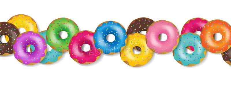 Bright Donuts Border Isolated White Background Stock Vector ...