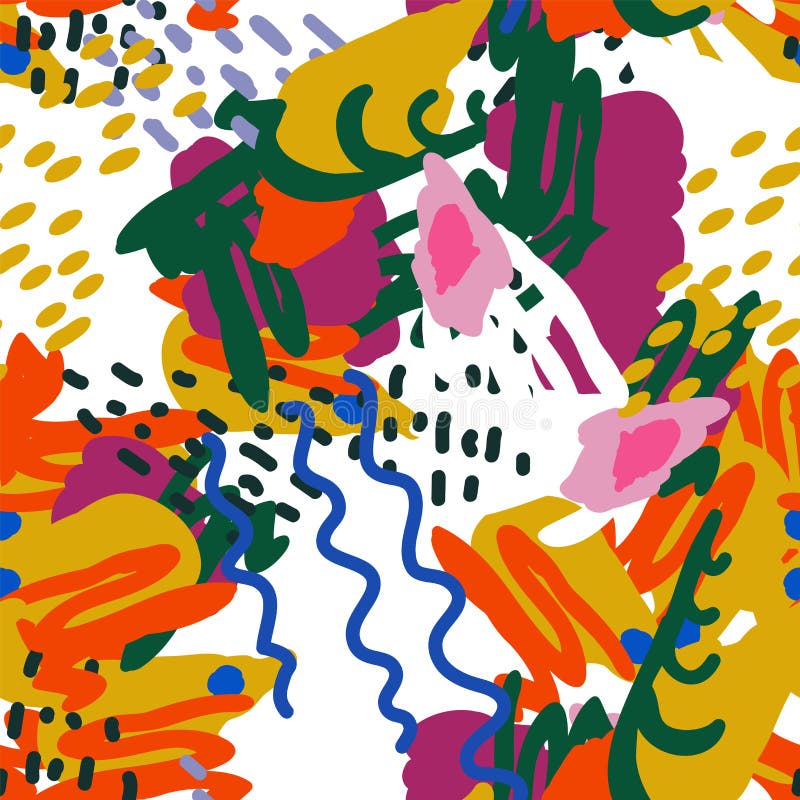 Bright Doodle Floral Vector Seamless Pattern Stock Illustration ...