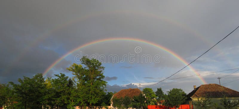 Bright Double Rainbow in the Sky with Cloud Stock Photo - Image of ... Bright Double Rainbow in the Sky with Cloud Stock Photo - Image of ...