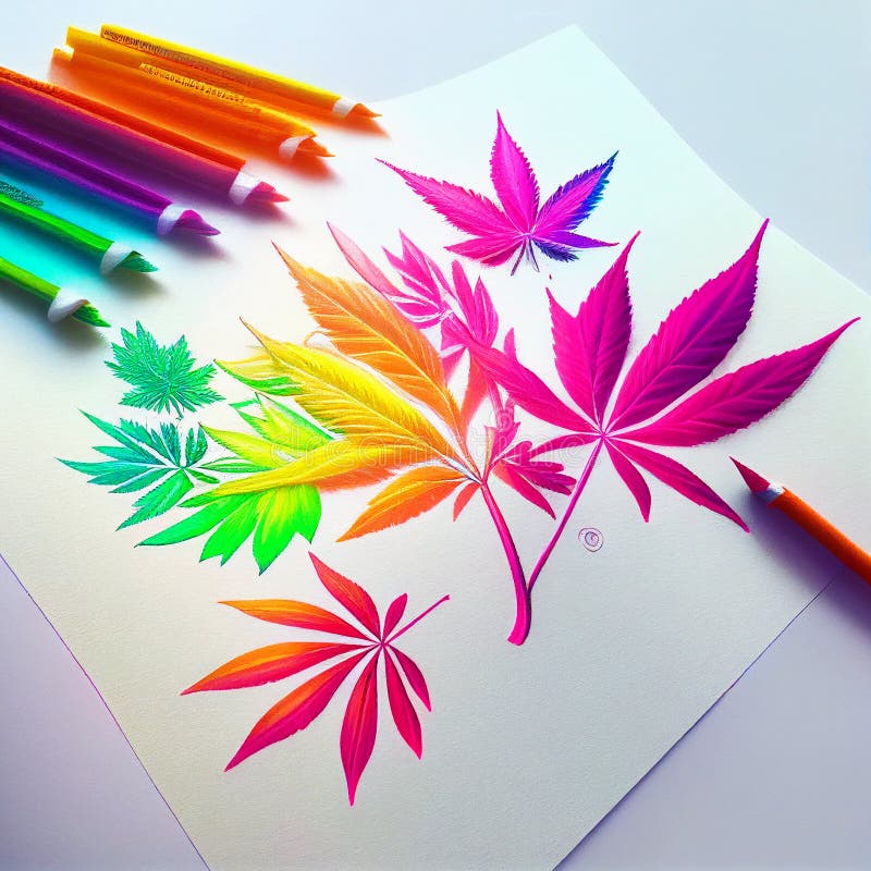 Bright Drawing of Hemp on Paper. AI Generated Stock Illustration ...