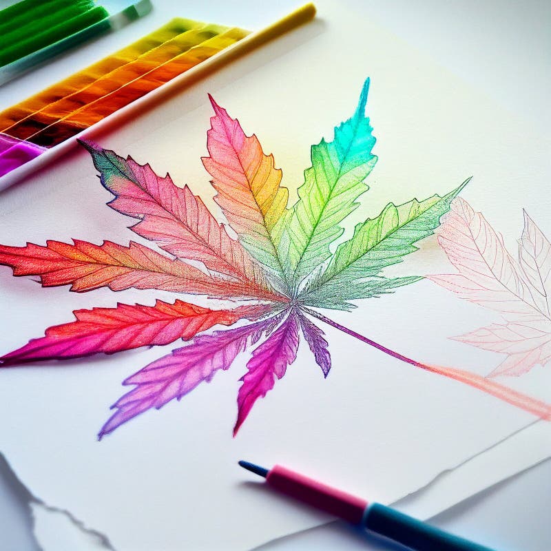 Bright Drawing of Hemp on Paper. AI Generated Stock Photo - Image of ...