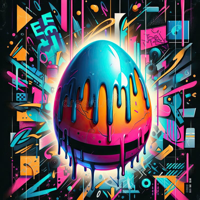 Bright Dripping Egg in Street Style Stock Illustration - Illustration ...