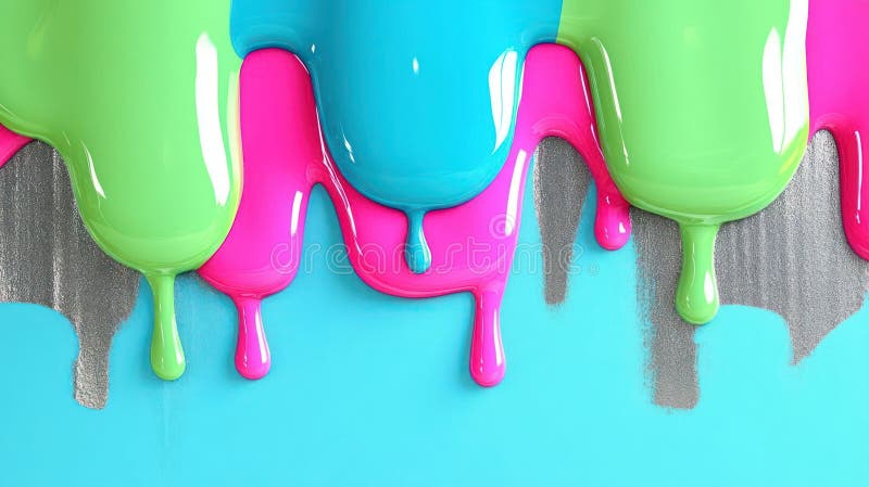 Bright, Dripping Paint in Vibrant Colors on a Smooth Surface Stock ...