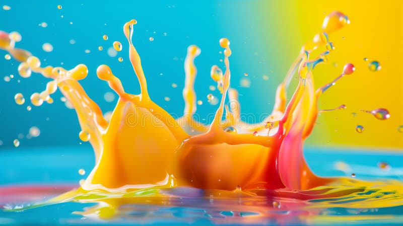 Bright Drops of Multi-colored Liquid that Explode and Splash in ...