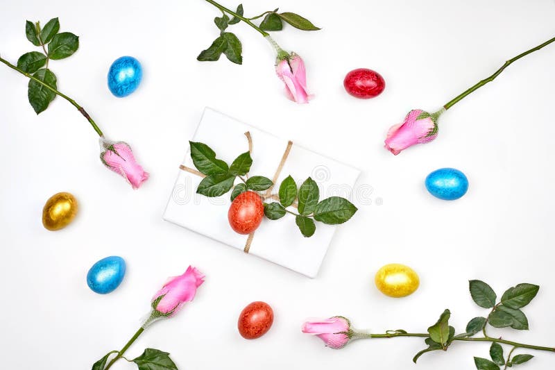 Bright Easter Background on White Stock Photo - Image of card ...