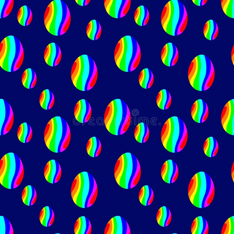 Bright Easter Eggs on a Blue Background, Seamless Pattern. Vector ...