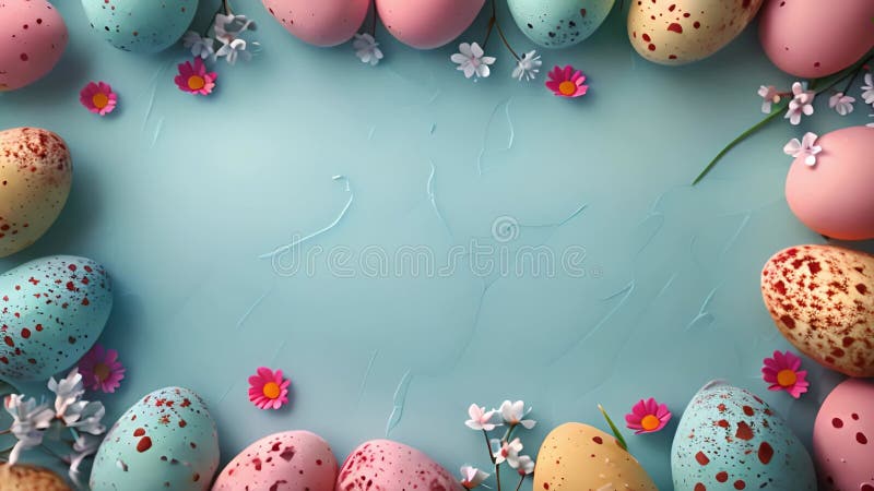 Bright Easter Eggs on a Serene Blue. Festive Eggs Set Against Azure ...