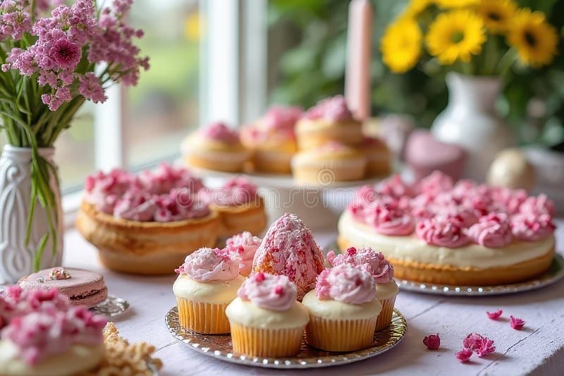 Bright Easter Sunday Spread: a Gorgeous Buffet Showcase Stock ...