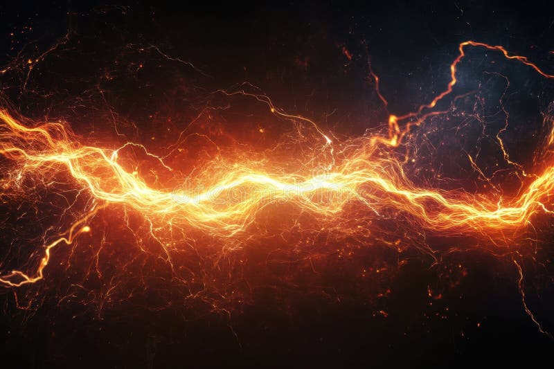Bright Electrical Energy Flows Across a Dark Background Creating a ...