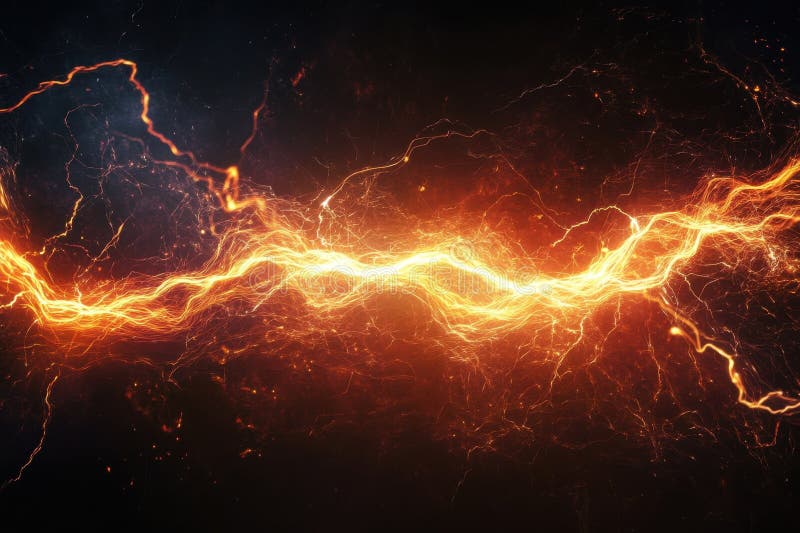 Bright Electrical Energy Flows Across a Dark Background Creating a ...
