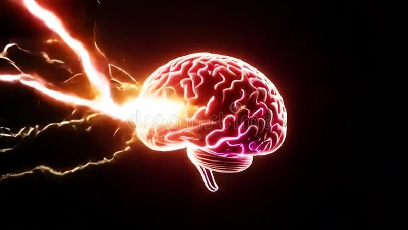 Illuminating Human Brain with Electrical Energy and Bright Lightning Stock Video - Video of ...