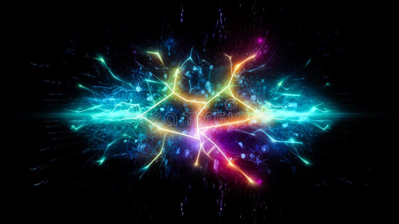 Bright Electrical Spark on a Dark Blue Background. Ai Generated Stock ...