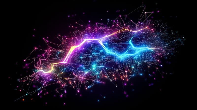 Bright Electrical Spark on a Dark Blue Background. Ai Generated Stock ...