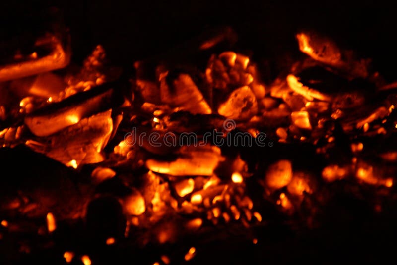 Bright embers - Front view stock photo. Image of fireplace - 160236076