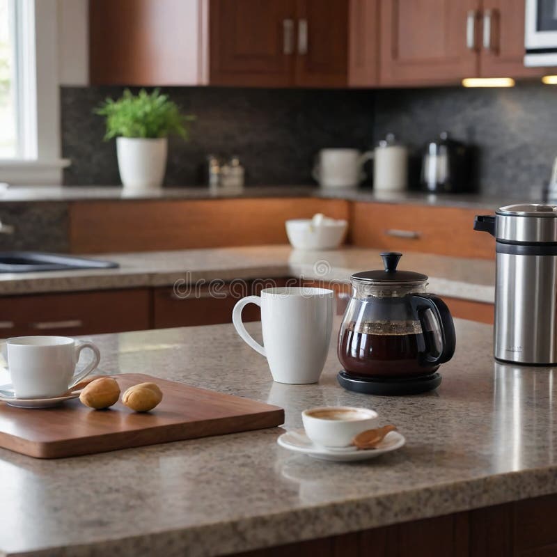 Bright, Empty and Clean Kitchen Island in Front of Modern Interior ...
