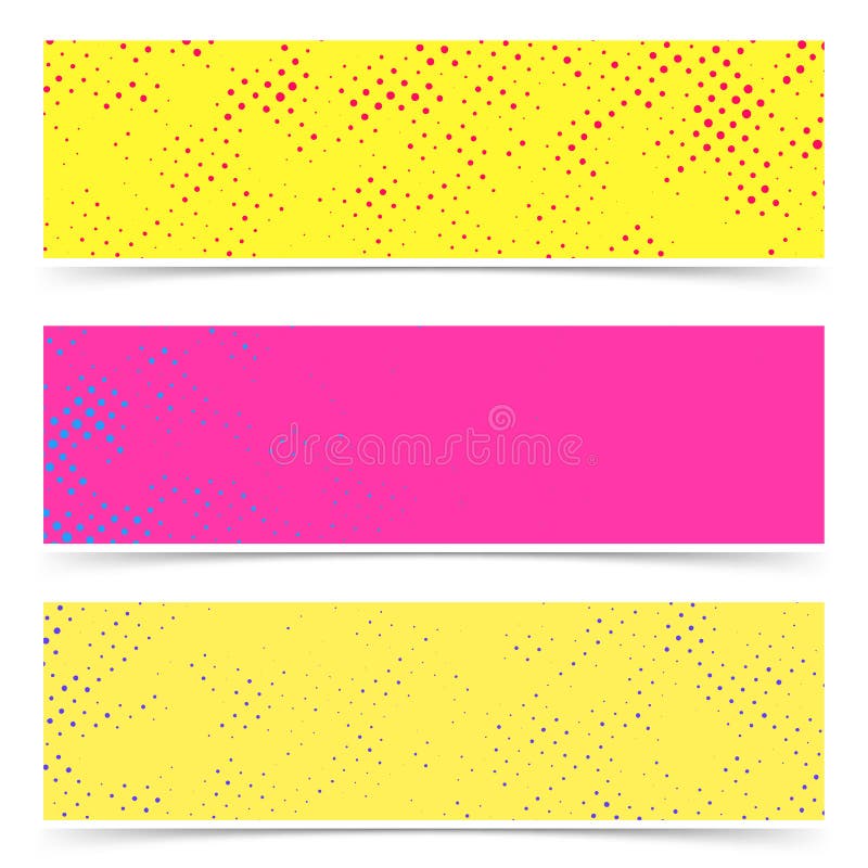 Bright Empty Colorful Dotted Abstract Pop Art Banners Collection Stock ...