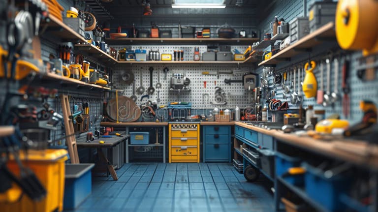 Bright, Empty Hardware Store Filled with Tools and Supplies Stock ...