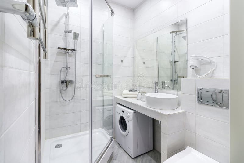 Bright Empty Modern Bathroom with a Sink in an Apartment Stock Photo - Image of interior ...