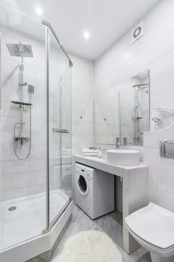 Bright Empty Modern Bathroom with a Sink in an Apartment Stock Photo - Image of home, decor ...