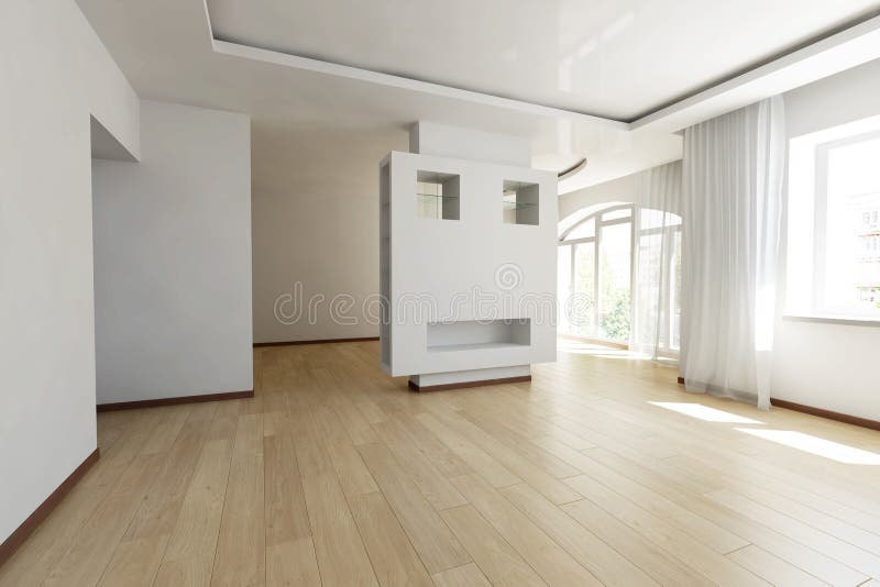Bright empty room stock photo. Image of light, room, wood - 13330742