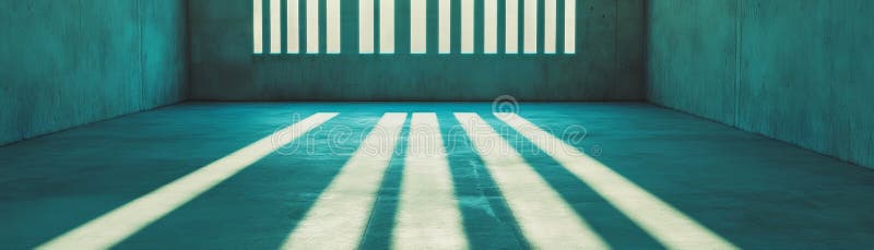 Bright Empty Room with Smooth Concrete Surfaces and Long Narrow Light ...