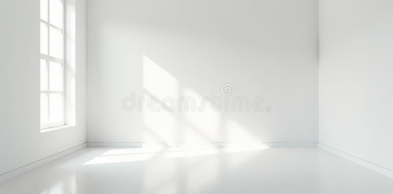 Bright, Empty Room with White Walls and Floor, Spacious, Light Interior ...