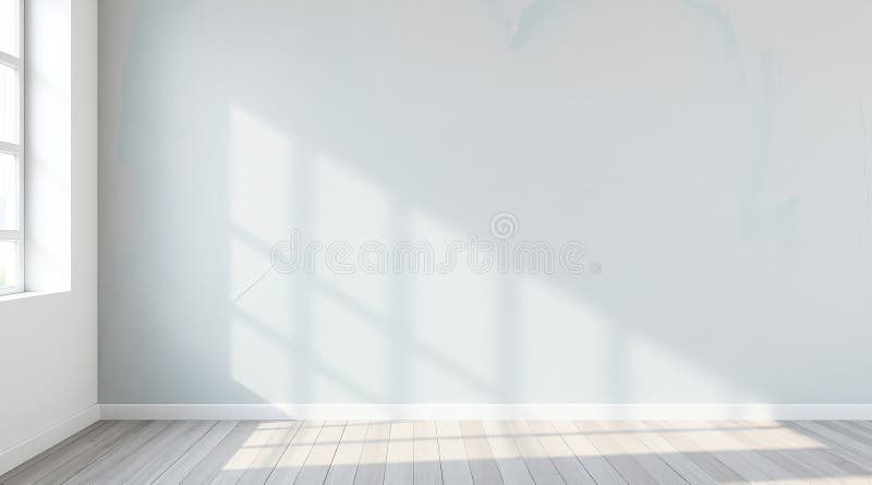 Bright Empty Room with White Walls and Soft Window Shadows, Minimalist ...