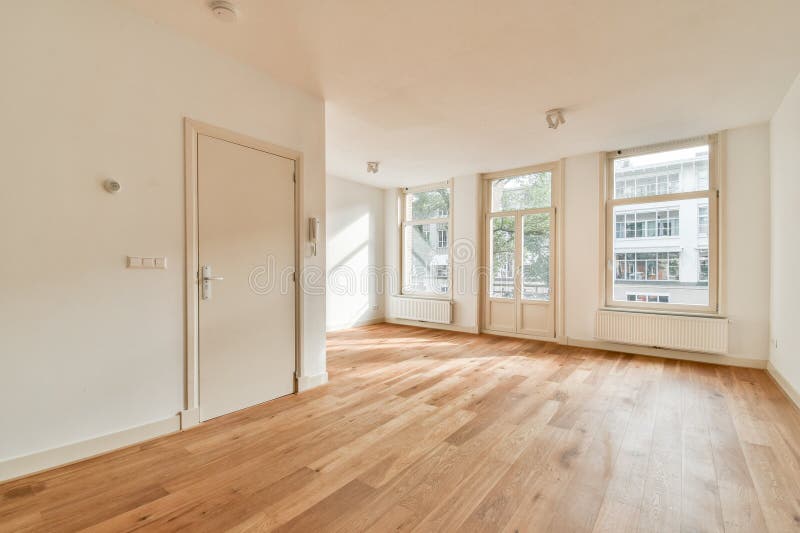 Bright and Empty Room with Wooden Flooring Stock Photo - Image of ...
