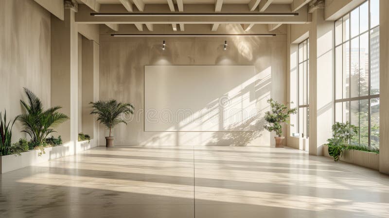 Bright Empty Showroom with High Ceilings Stock Illustration ...