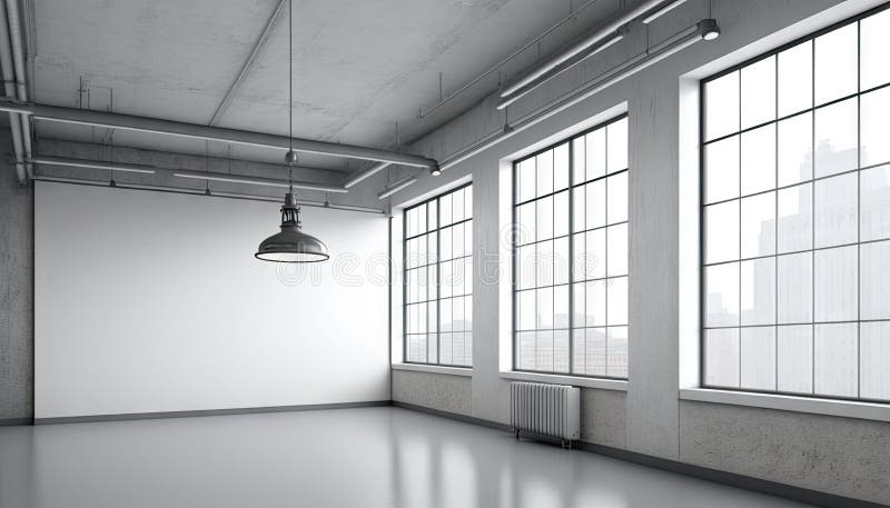 Bright Empty White Office Interior with Large Window. Generative AI ...