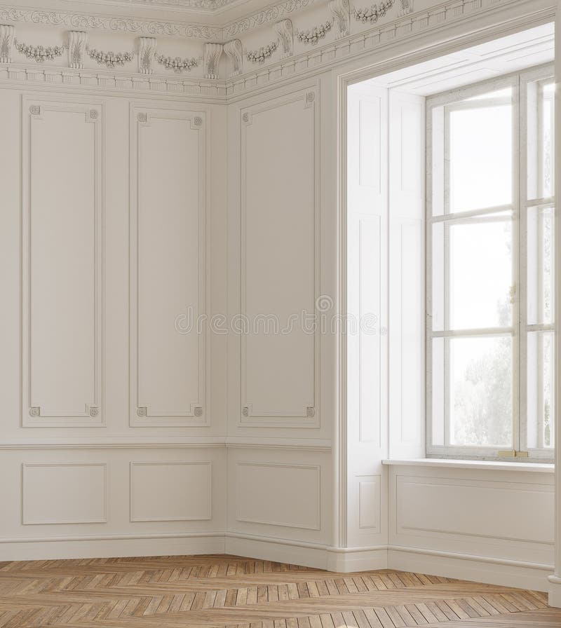 Bright, Empty White Room and Light, Big Window. Decorative Wall Stock ...