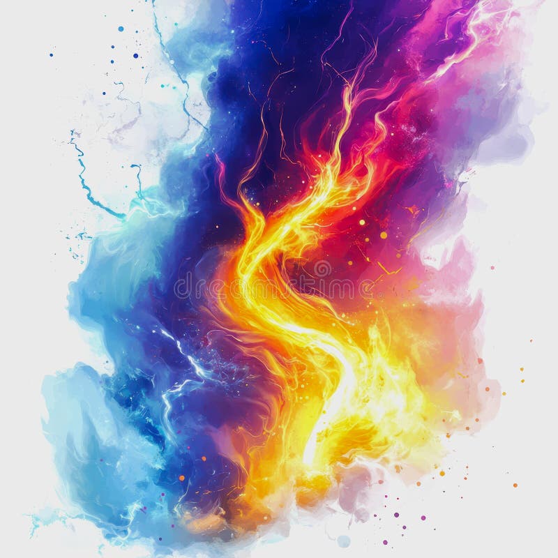 Bright Energy Colorful Abstract Background with Blue and Yellow Flame ...
